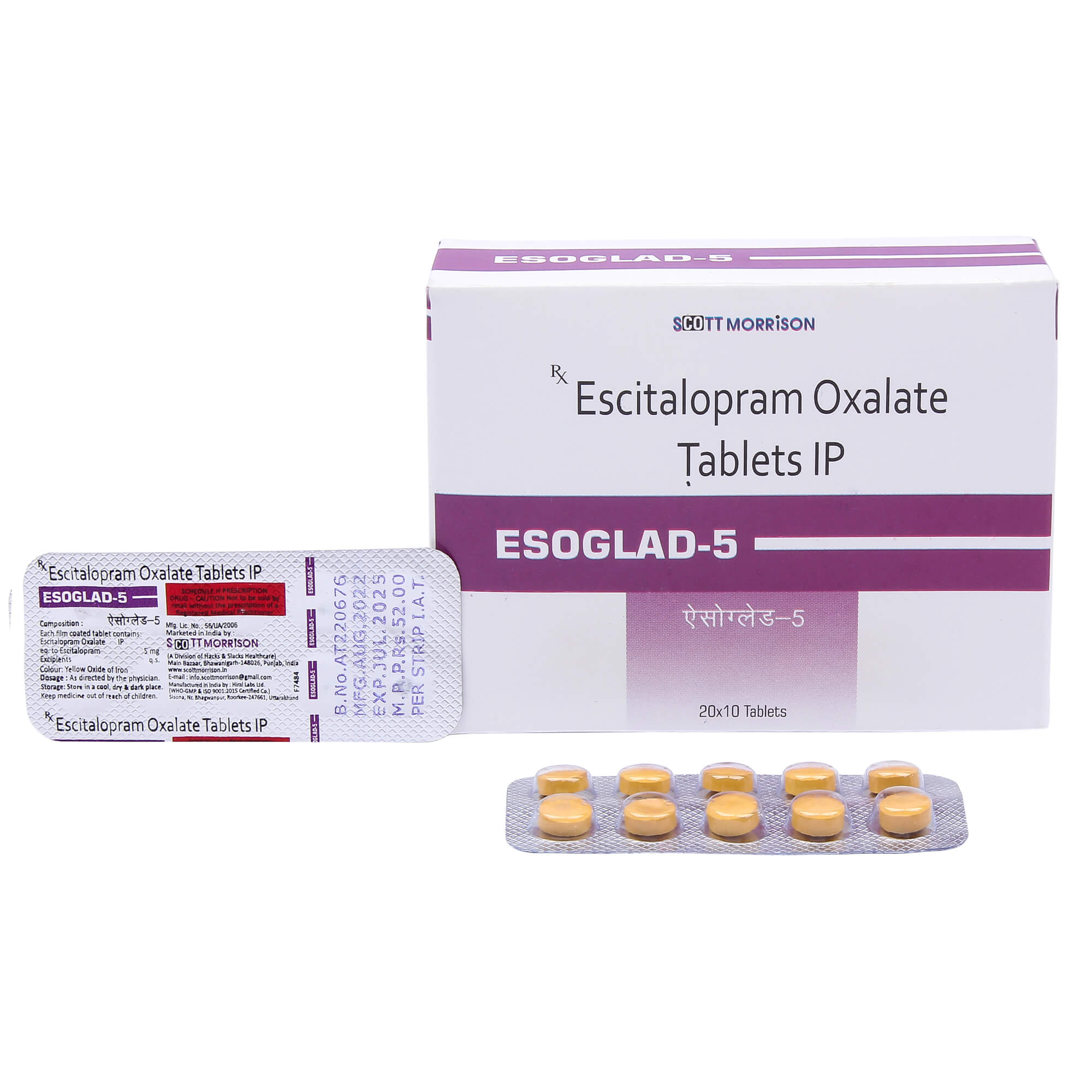 Escitalopram oxalate 5mg Tablet Manufacturer, Supplier, & Franchise